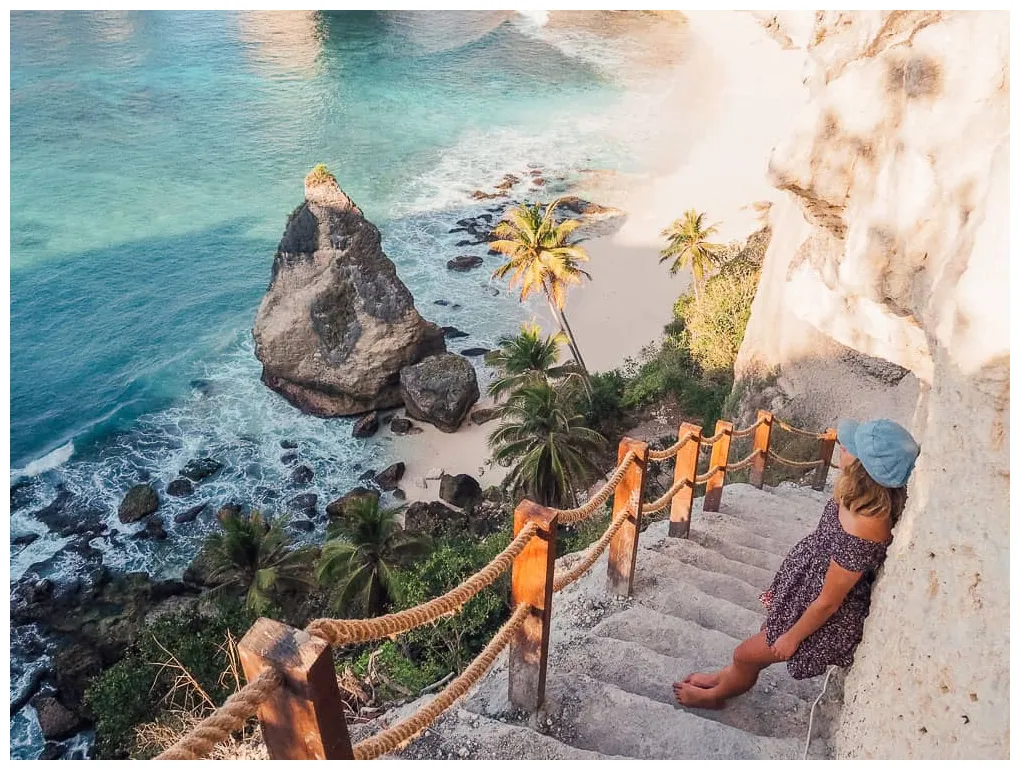 Must-Visit: Diamond Beach Nusa Penida limestone stairs view in ...