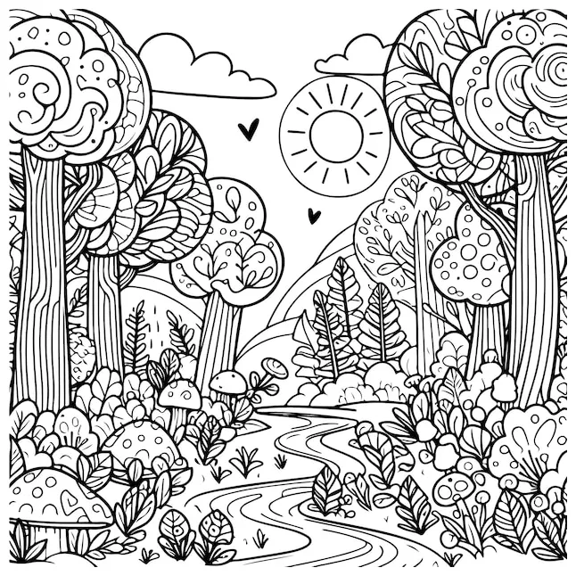 Meilleurs coloriages Dessin à colorier Forêt pour la motricité fleuri ...